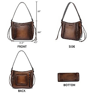 Montana West Genuine Leather Purses for Women Hobo Bags with Tooling Handle & Tassels MWG01-G9067CF