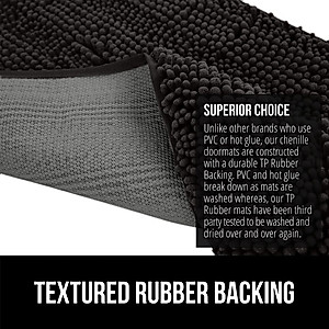 Gorilla Grip Ultra Absorbent Grippy Doormat for Muddy Dog Paws, 36x24 Machine Washable Soak Stopper Rugs Cleaner Floors, Bed Mat for Dirty Dogs, Indoor Entrance Door Rug Pet Bed Mats Black
