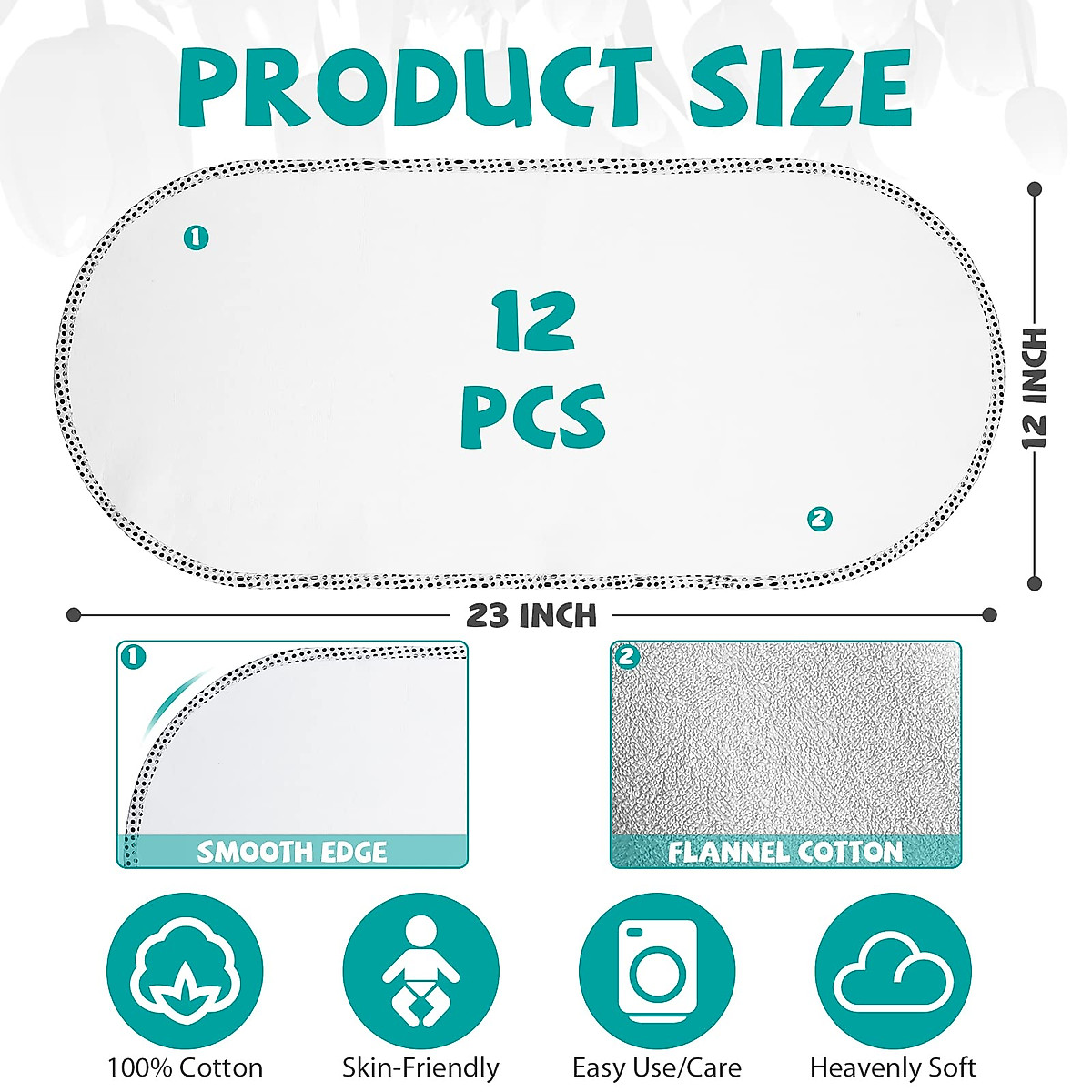 12 Pack Baby Waterproof Changing Pad Liners Portable Baby Changing Mat Soft Flannel Cotton Changing Table Cover Liners Reusable Changing Table Pads for Boys Girls