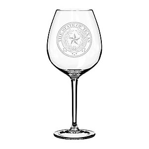 MIP Brand Wine Glass Goblet Texas State Seal (20 oz Jumbo)