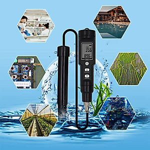 Digital Dissolved Oxygen Measuring esting pH Meters Meter, Detachable Probe Digital Screen Display Dissolved Oxygen Sensor, Dissolved Oxygen Sensor for Aquarium Experiment Research (Without Backlit)