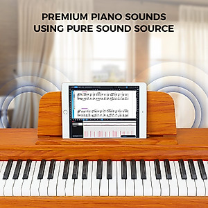 Asmuse 88 Key Digital Piano, Full-Size Semi-Weighted Keys Electric Keyboard Piano, Portable Piano Keyboard with MIDI/USB for Beginner Adults Practice (Brown)