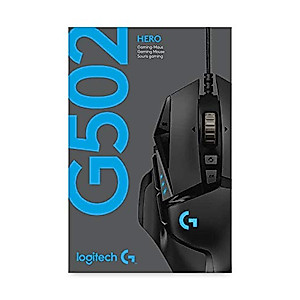 Logitech G502 Hero High Performance Wired Gaming Mouse, 25K Sensor, 25,600 DPI, RGB, Adjustable Weights, 11 Programmable Buttons, On-Board Memory, PC/Mac - Black