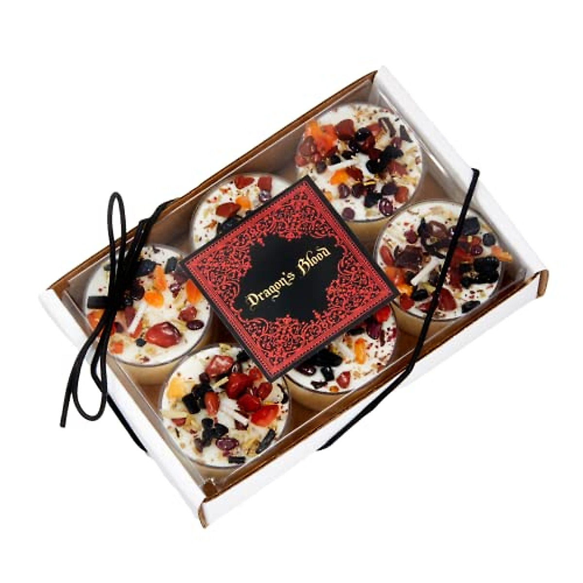 Dragons Blood Candle by New Moon Beginnings - Protection & Grounding - Herb, Flower, & Crystal Candles - Aromatherapy Soy Candle - Set of 6 Tealights