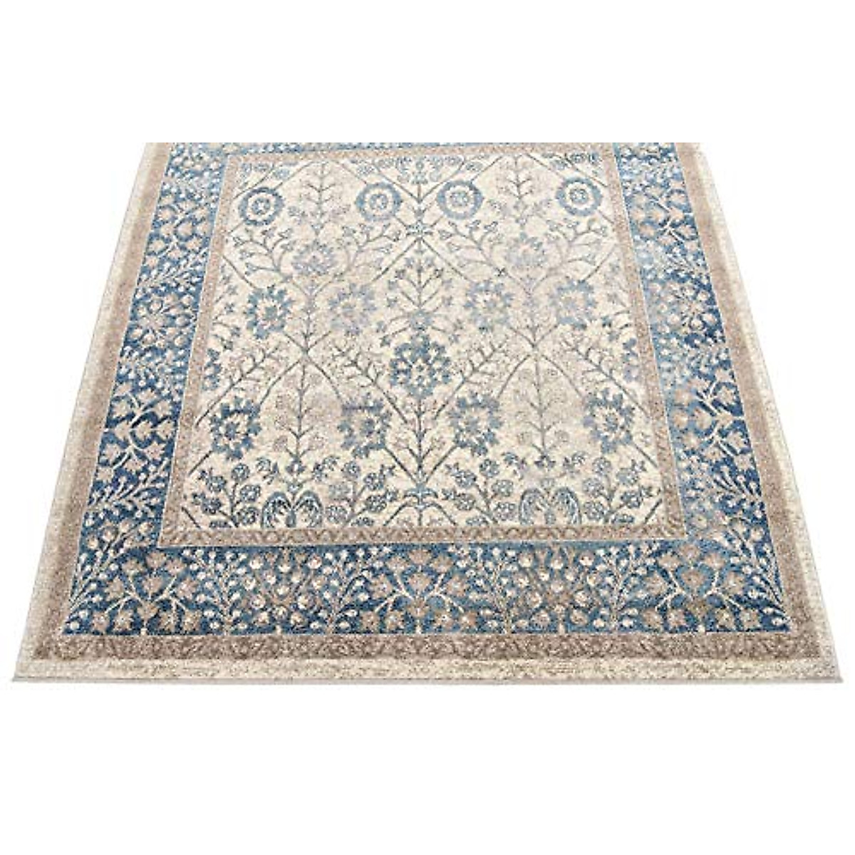 Unique Loom Salzburg Collection Area Rug - Gneis (5' Square, Cream/ Light Blue)