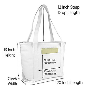 DALIX Daily Shoulder Tote Bag Premium Cotton in White