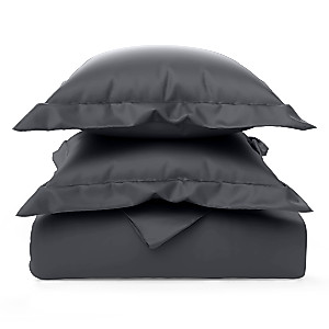 Cosy House Collection Everyday 1500 Series Duvet Cover Set - Master Bedroom Essentials - All Season, Moisture-Wicking & Silky Soft - Easy to Maintain & Long Lasting - 3 Piece (Full/Queen, Grey)