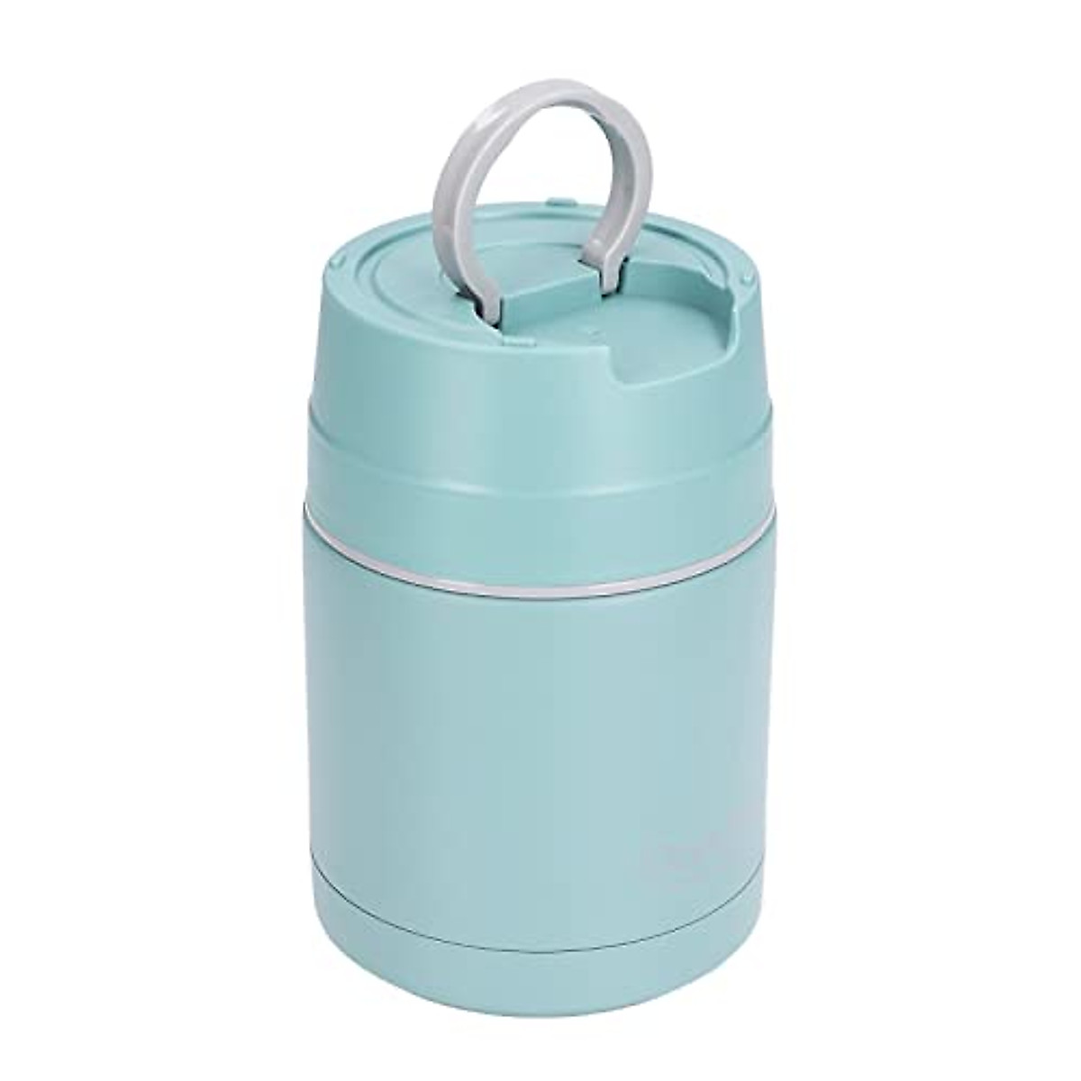 Food Container, Stainless Steel Vacuum Insulated Kids Food Jar Insulated Lunch Container Hot Cold Food with Folding Spoon Carry Handle Thermal Containers for Kids Adult School (Mint Green)