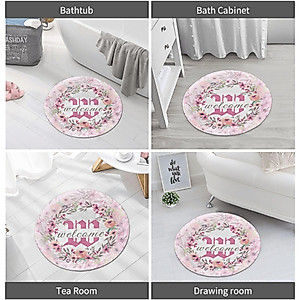 buxvhre Custom Round Floor Mat Personalized Bath Mat Add Your Photo Text Non-Slip Bath Rug Door Mat for Home Kitchen Bedroom Office Garden