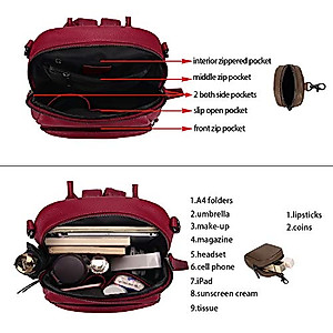 YALUXE Backpack for Women Leather with small Pouch Convertible Shoulder Bag