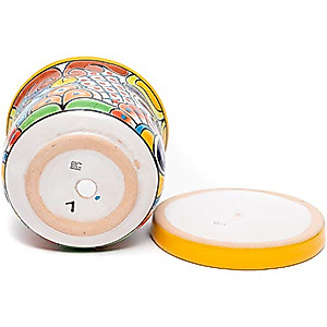 Enchanted Talavera Small Ceramic Flower Pot & Saucer Succulent Planter House Plant Cactus Bonsai Decorative Pot Plant Container 2-Piece Set (Marigold)