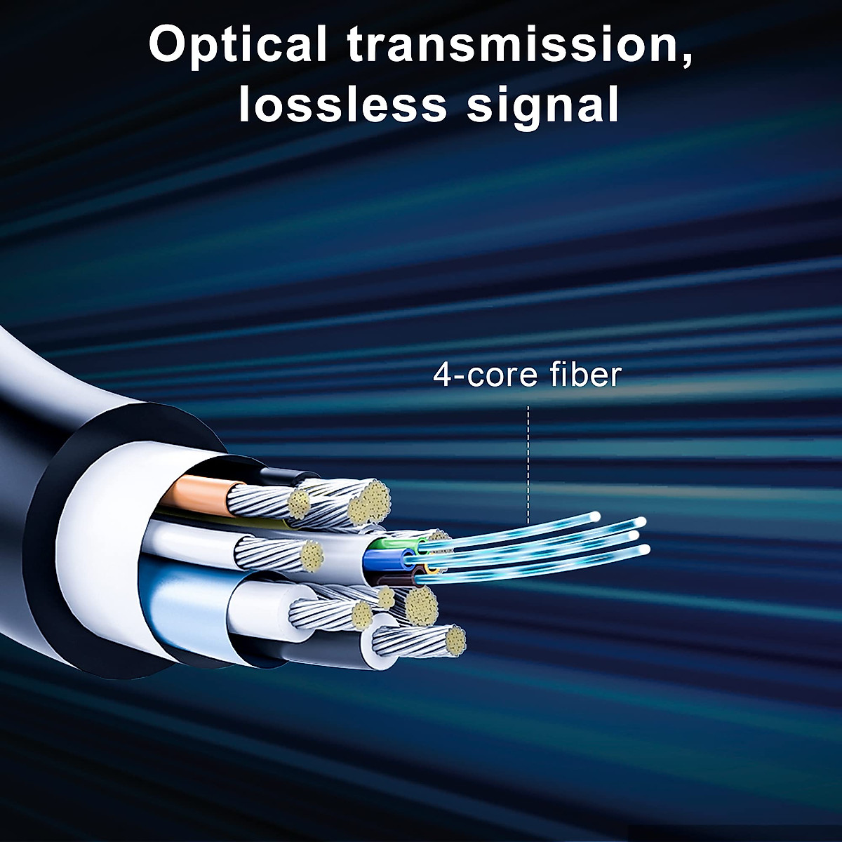 8K Long DP Fiber Optic Cable 100Feet/30m, 8K@60Hz, 4K@144Hz, 32.4Gbps Displayport 1.4 Cable, Gold Plated Connector, Slim and Flexible Cord, Support HBR3, DSC 1.2, HDR10, 3D Visual Effects, VR Headset