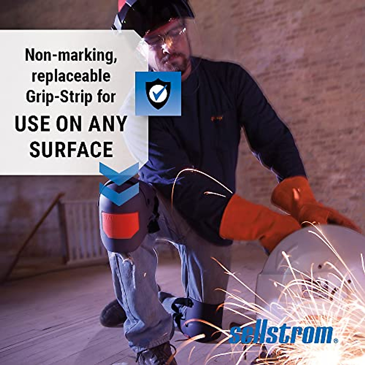 Sellstrom HYBRID Ultra Flex III KneePro Knee Pads With Built-In Gel Pack For Max Comfort And Durability - For Men And Women,Black/orange