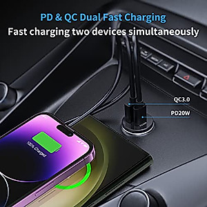 Syncwire USB C Car Charger 38W Fast USB Car Charger PD&QC 3.0 Dual Port [Super Mini & All Metal] Car Adapter Cigarette Lighter Compatible with iPhone 14/13/12/12 Pro/12 Pro Max, Samsung S23 and More