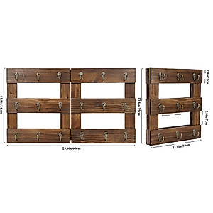 TRSPCWR Wood Coffee Mug Holder Stand 18 Hooks, Foldable Wall Mounted Cups Rack Organizer, Holder Rack for Coffee Station, Kitchen Storage and Home (Dark Brown)