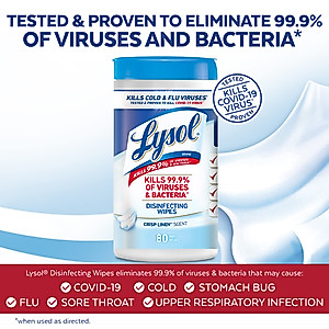 Lysol Disinfecting Wipes, Crisp Linen, 80ct,Packaging May Vary