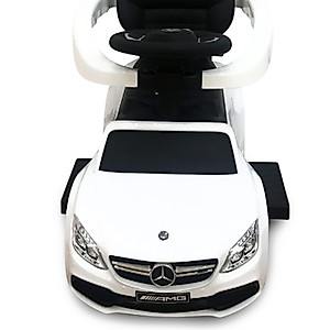 Best Ride On Cars Mercedes C63 (Officially Licensed), 3 in 1 Push Car for Kids with Cup Holder, White, Large