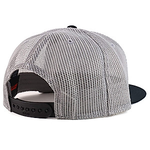 Armycrew Oversize XXL Black Grey USA Flag Patch Flatbill Mesh Snapback Cap - Grey Black - 2XL