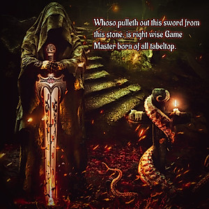 Initiative Tracker Acrylic Laser Cut Sword in The Stone Base with 12 PCS Erasable Taken Flags Perfect for D&D, Dungeons & Dragons, Pathfinder and Other Tabletop RPG