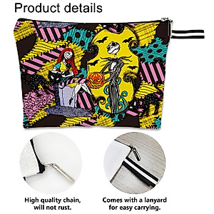 TTBDKKDM Nightmare Before Christmas Makeup Bag Halloween Theme Jack and Sally Cosmetic Bag for Women Portable Makeup Pouch Waterproof Travel Toiletry Storage Bag with Zipper