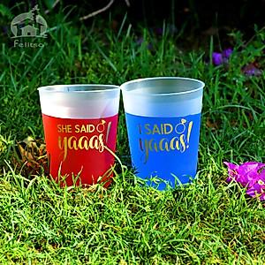 Felitsa Bachelorette Party Cups - I Said Yaaas Style (16 pcs, 16 Oz.) - Engagement Party Decoration and Bridal Shower Gift