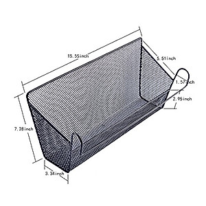 Haoun Bedside Hanging Storage Basket Office Desk Dormitory Iron Mesh Origanizer Caddy for Book Phone Magazine Holder-Black