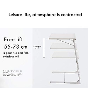 Liftable Laptop Table Bedside Study Wirting Table Student Dormitory Computer Table Height Adjustable for Small Space (White)