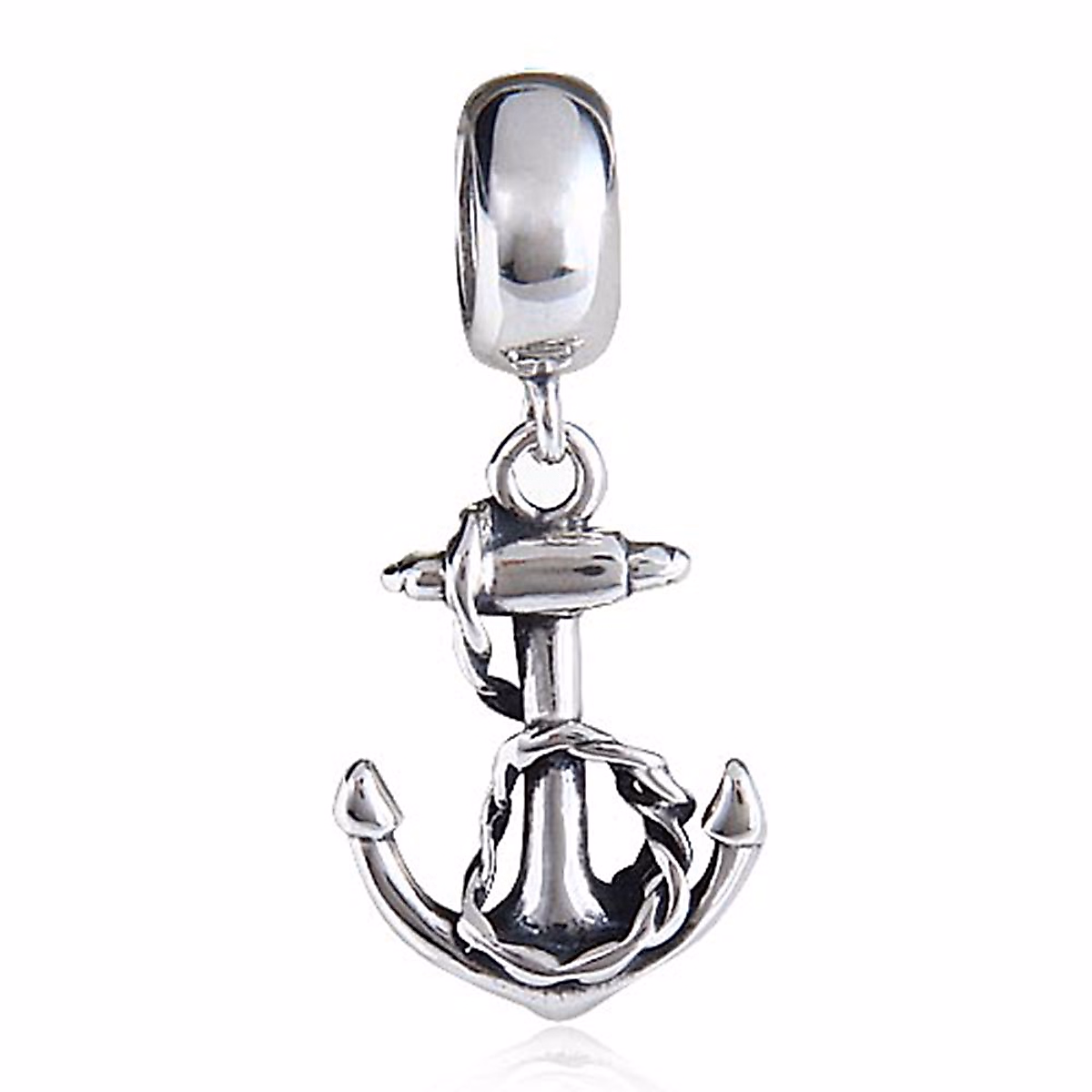 Anchor Charm 925 Sterling Silver Sailor Charm USN Charm Sea Charm Birthday Charm Anniversary Charm for Pandora Charms Bracelet (A)