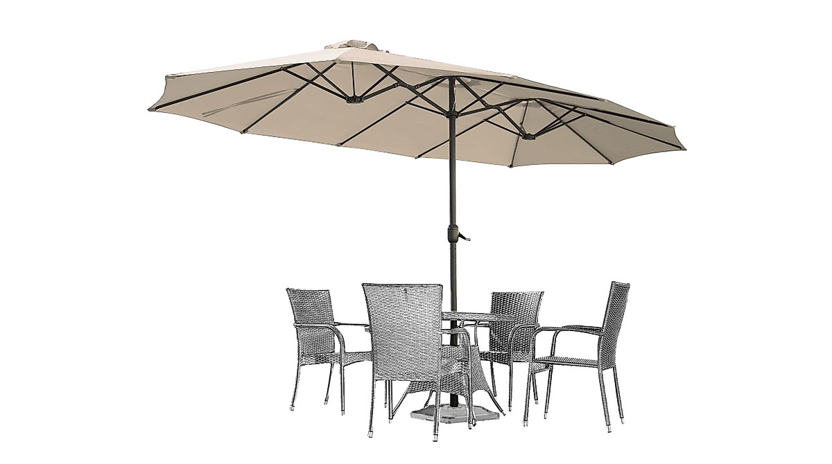 AECOJOY 15ft Double-Sided Patio Umbrella for Shade