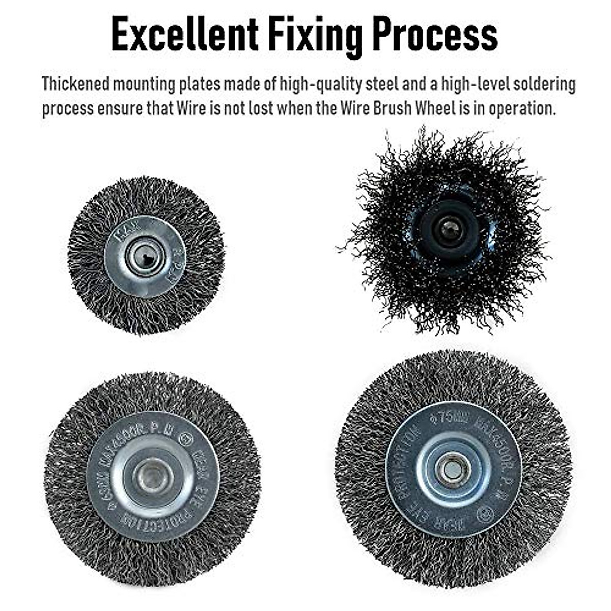 TILAX Wire Brush Wheel Cup Brush Set 6 Piece, Wire Brush for Drill 1/4 Inch Arbor 0.012 Inch Coarse Carbon Steel Crimped Wire Wheel for Cleaning Rust, Stripping and Abrasive, for Drill Attachment