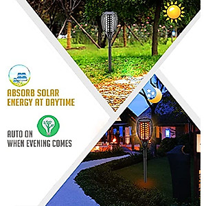 Aityvert Upgraded Larger Solar Torch Lights, Waterproof Outdoor Dancing Flames Lights, Flickering Flames Garden Lights, Landscape Decoration Pathway Patio Lights 43" 96 LED (6)