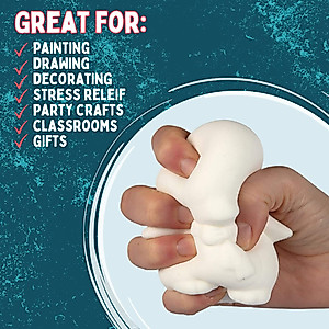 DIY Party Craft Kit Jumbo Blank Slow-Rising Squishies -12 Different 4-6" Designs -White Kawaii Sqwishy Toys for Painting, Soft Scented Stress Relief Art Crafts -Kids Holiday Birthday Activity Gift