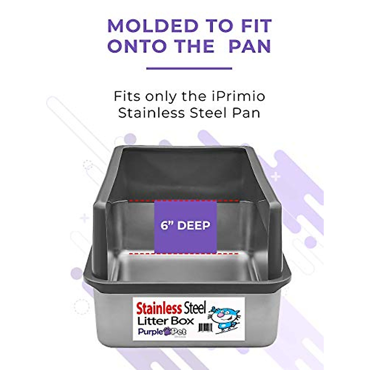 purple pet iprimio Sifter w/Deep Shovel Litter Scoop - Easy Cleaning Litterbox - Modern Scooper Holder -Works with All Metal and Plastic Scoopers