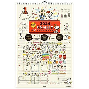 Nippon Hallmark Snoopy 824-129 2024 Calendar Wall Hanging Family Calendar with Stickers