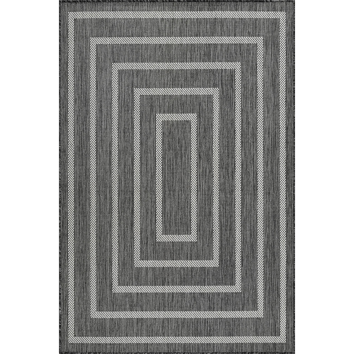 Adiva Rugs Outdoor Indoor Area Rug, Weather Resistant, Easy to Clean, Stain Resistant Floor Mat for Dining Room, Backyard, Deck, Patio (PEBBLE WEISS, 7'10" x 10')