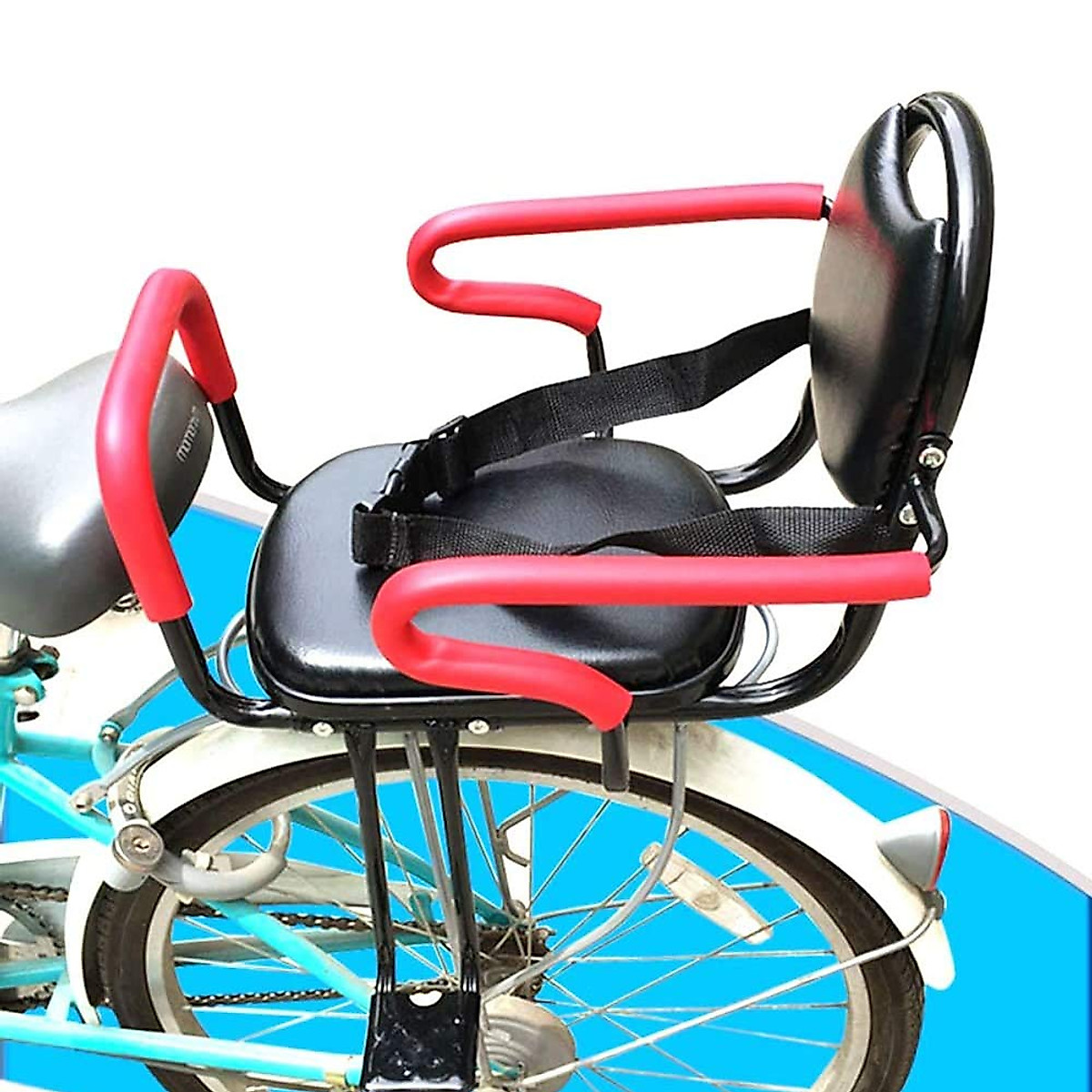 Wing Back Mount Child Seat for Adult Bike, Bicycle Rear Seat for Kids,Removable Fence with Non-Slip Armrests and Pedals, Padded Seat Belt for 2-6 Year Old Child Seat