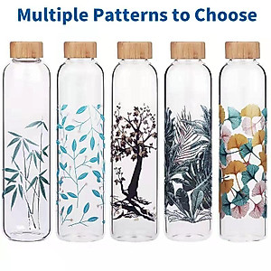 Cleesmil Borosilicate Glass Water Bottle 16 oz / 32 oz BPA Free Reusable Glass Drinking Bottle with Neoprene Sleeve and Bamboo Lid (32 oz, Bamboo)
