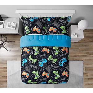 Home Resort Video Gamer Set Black 3-Piece Ultra Soft Microfiber Comforter Set - Full
