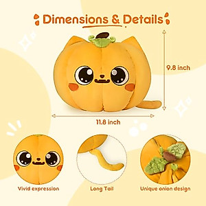 Officygnet Cute Plush Pillow, Soft Stuffed Animal Plush Toys, Kawaii Pumpkin Cat Plushies Pillow Dolls for Kids Adult, Ideal Christmas Birthday Gift for Girls Boys Girlfriend
