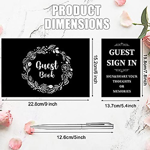Zonon Funeral Guest Book, Black Guest Book with Pen and Table Sign, 50 Page Memorial Service Guest Book, Guestbook in Loving Memory for Wedding Funeral Memorial Bridal Shower, 9 x 6 Inch