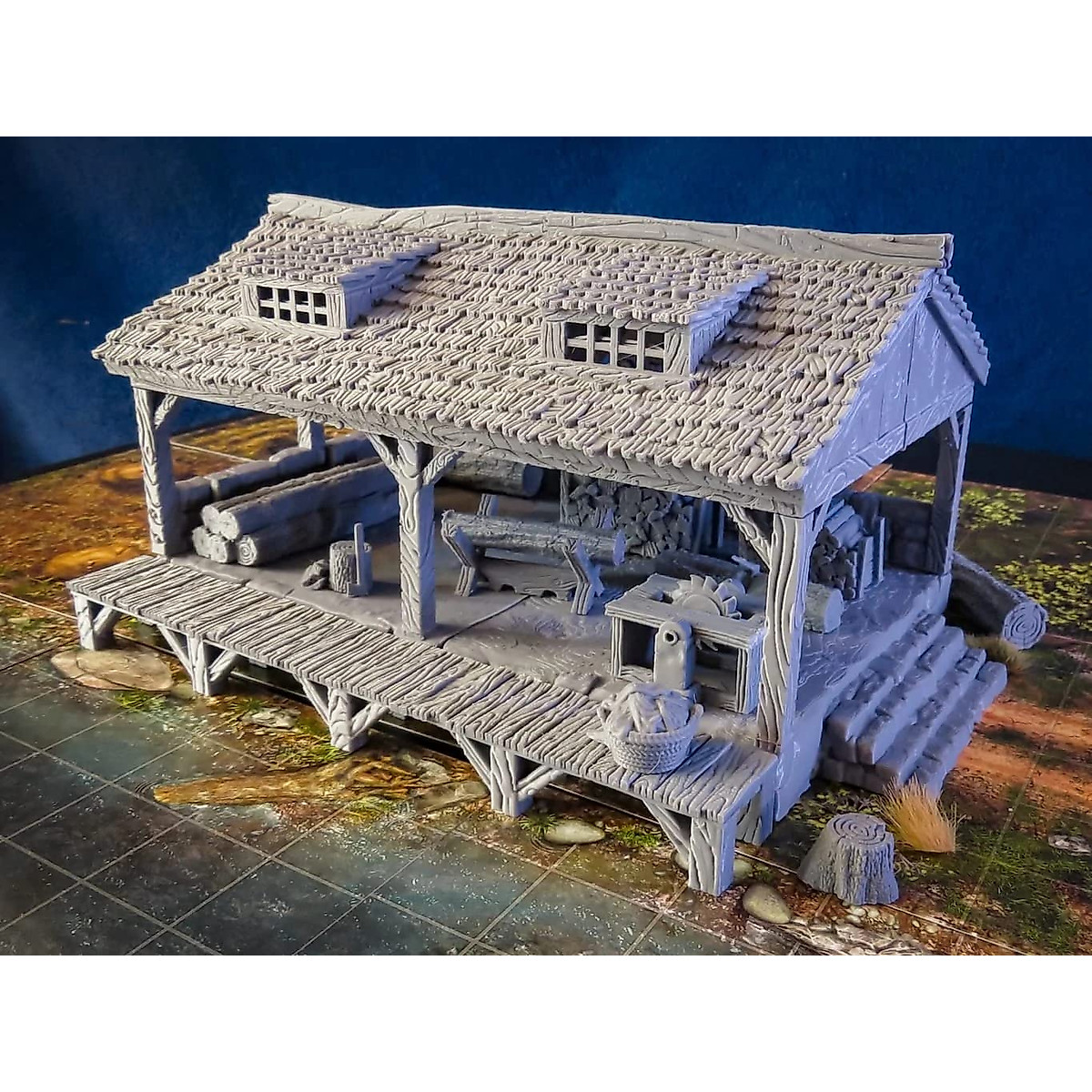 Washhouse and Woodcutter 28mm Scale Building for Medieval and Fantasy Village, DND Terrain 28mm for Dungeons and Dragons, D&D, Pathfinder, RPG, Age of Sigmar, Tabletop