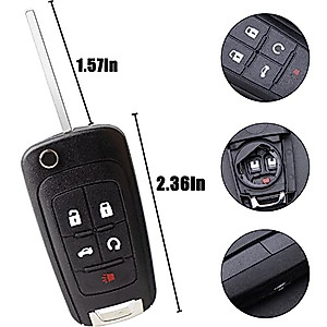 Car Key Fob Keyless Entry Remote Flip Replacement Fit for Chevy Buick GMC Cruze Equinox Camaro Malibu Sonic Impala Lacrosse Regal Verano Encore Allure Terrain 2010-2021 (OHT01060512)