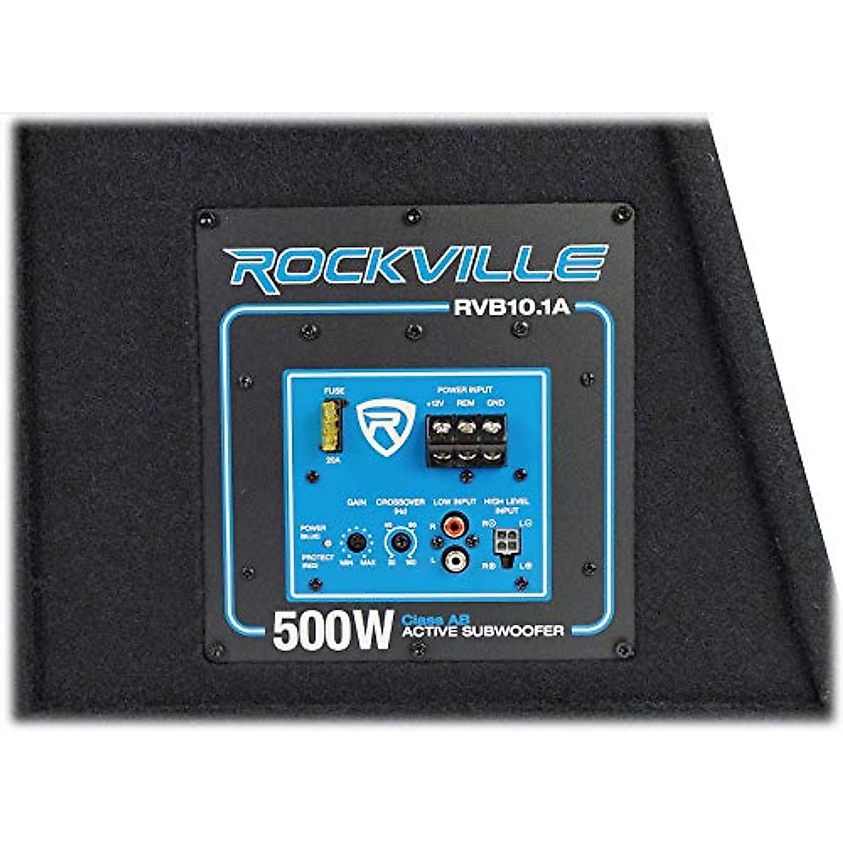 Rockville RVB10.1A 10" 500W Powered Car Subwoofer+Sub Enclosure Box+Amp Wire Kit