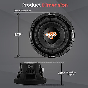 Lanzar 8 inch Car Subwoofer Speaker - Black Non-Pressed Paper Cone, Aluminum Voice Coil, 4 Ohm Impedance, 800 Watt Power and Foam Edge Suspension for Vehicle Audio Stereo Sound System - MAXP84