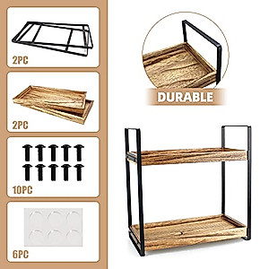 2 Tier Bathroom Countertop Organizer Wood Bath Tray Makeup Cosmetic Holder for Bathroom Kitchen