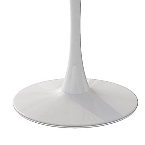 DKLGG 42" Modern Round Dining Table with MDF Table Top, Metal Base Pedestal Table Tulip Table Kitchen Table for 4-6 Person, Small Space Home, End Table Leisure Coffee Table, White