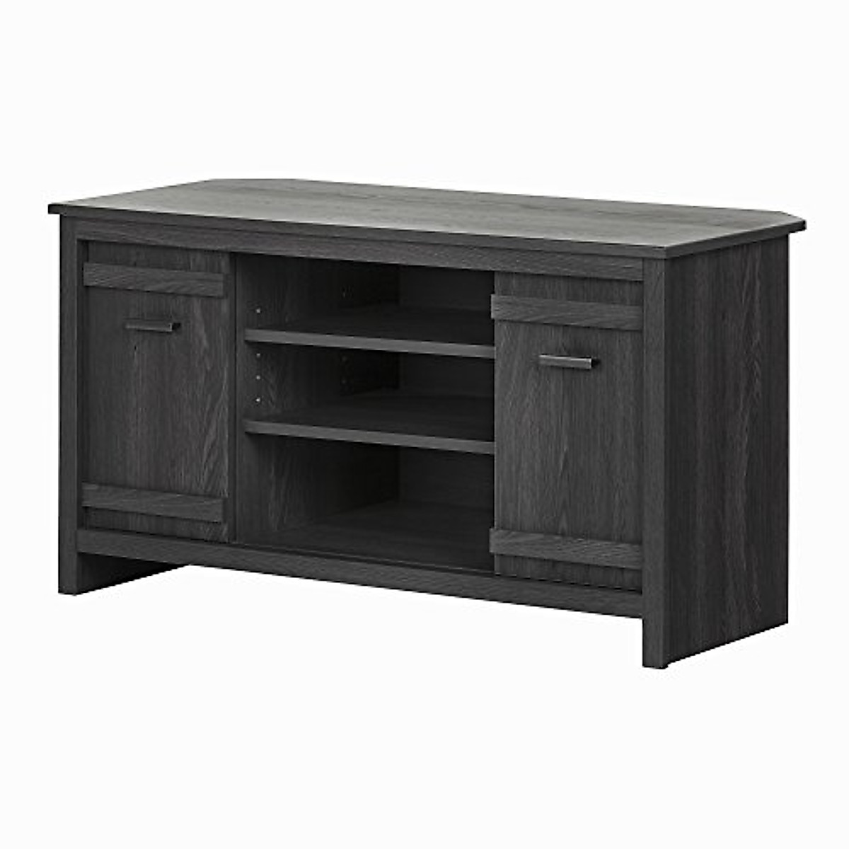 South Shore Exhibit Corner TV Stand with Sliding Doors for TVs up to 42", Gray Oak