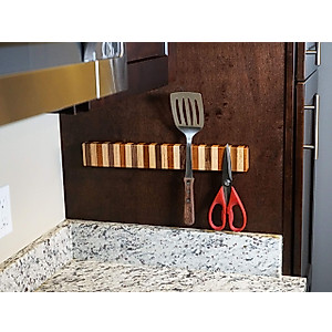 Rainbow Magnetic Knife Strip, Holder 17 Inches Long, Powerful Magnetic Wood Knife Holder for Wall, Made from Walnut, Sapele, Oak, Beech Woods.