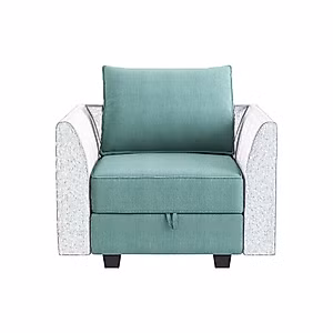 HONBAY Modern Fabric Middle Module for Modular Sofa Customizable Sectional Sofa Couch Accent Armless Chair, Aqua Blue