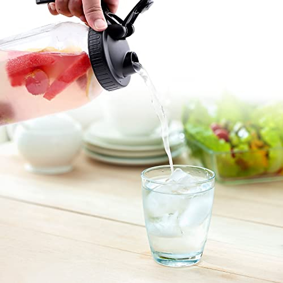 Half Gallon Mason Jar Pitcher, 64 oz Sun Tea Jar Large Wide Mouth Mason Jar Pitcher with Airtight Lid,2 Quart Glass Pitcher for Lemonade,Coffee,Ice Tea Pitcher for Fridge